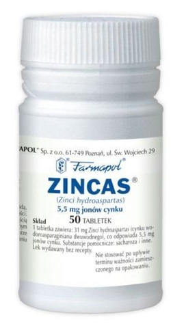 ZINCAS x 50 tabletek | cena, opinie, dawkowanie, skład | i-Apteka.pl
