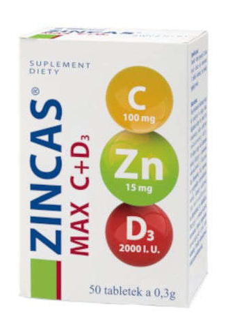 Zincas Max C+D3 x 50 tabletek | cena, opinie, dawkowanie, skład | i ...