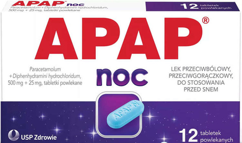APAP Noc x 12 tabletek | cena, opinie, dawkowanie, skład | i-Apteka.pl