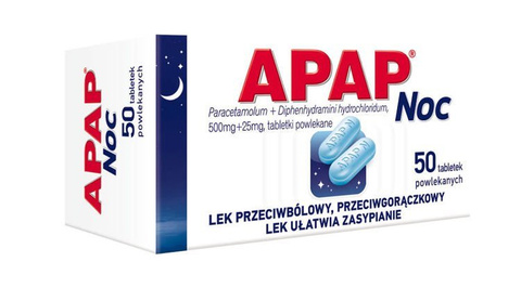 APAP Noc x 50 tabletek | cena, opinie, dawkowanie, skład | i-Apteka.pl
