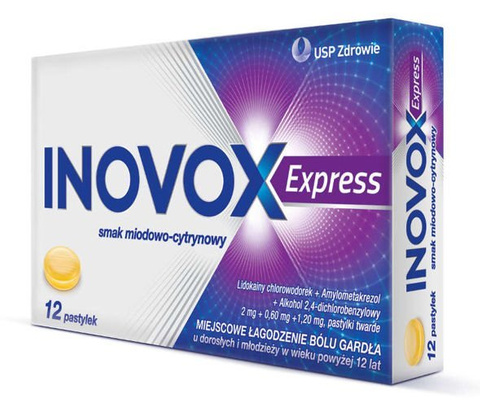 Inovox Express smak miodowo-cytrynowy x 12 pastylek do ssania | cena ...
