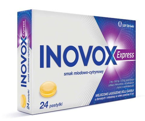 Inovox Express smak miodowo-cytrynowy x 24 pastylki do ssania | cena ...