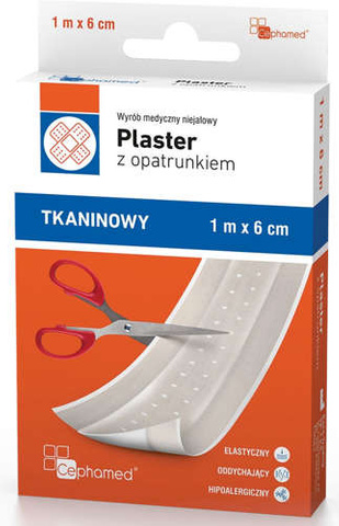 Plaster z opatrunkiem tkaninowy 1m x 6cm x 1 sztuka | cena, opinie ...