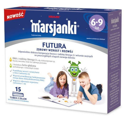 Marsjanki Futura 6-9 lat x 15 tubek z żelem | cena, opinie, dawkowanie ...