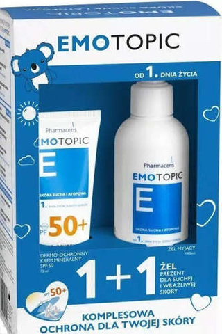 Emotopic Krem mineralny SPF50+ 75ml + Kremowy żel myjący 190ml | cena ...