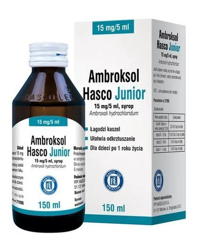 Ambroksol Hasco Junior 15mg/5ml 150ml | cena, opinie, dawkowanie, skład ...