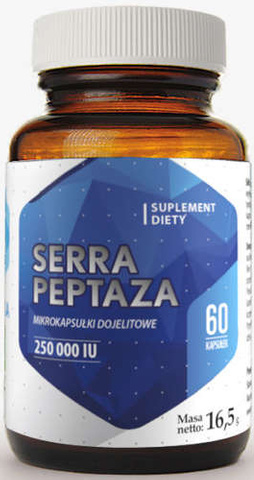 Serrapeptaza 250 000 IU x 60 kapsułek | cena, opinie, dawkowanie, skład ...