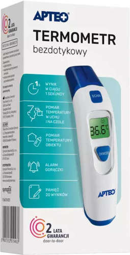 Apteo Termometr bezdotykowy x 1 sztuka - opinie, działanie, skład ...