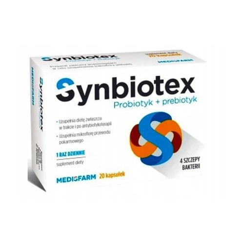 SYNBIOTEX Probiotyk + Prebiotyk x 20 kapsułek - opinie, działanie ...