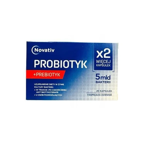 Novativ Probiotyk + Prebiotyk 5mld bakterii 20 x kapsułek - opinie ...