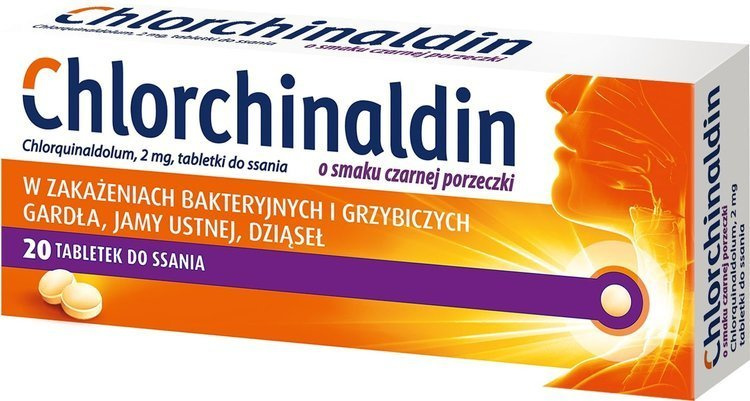 CHLORCHINALDIN porzeczkowy x 20 tabletek do ssania - opinie, działanie ...