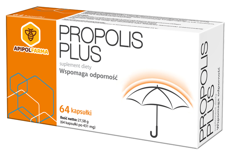 PROPOLIS PLUS x 64 kapsułki - opinie, działanie, skład - FARMINA SP. Z ...