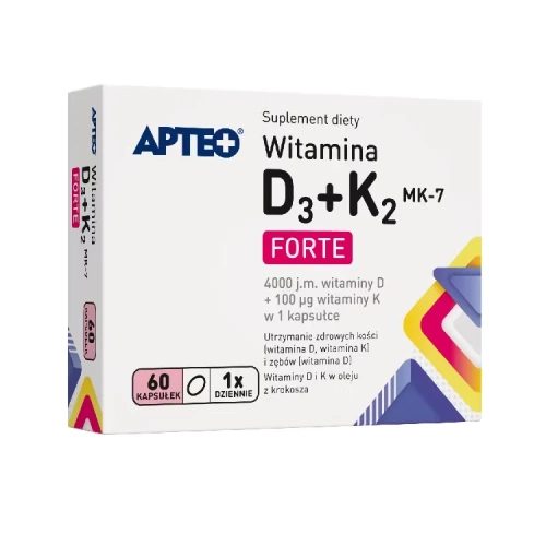 APTEO Witamina D3+K2 MK-7 Forte x 60 kapsułek - opinie, działanie ...